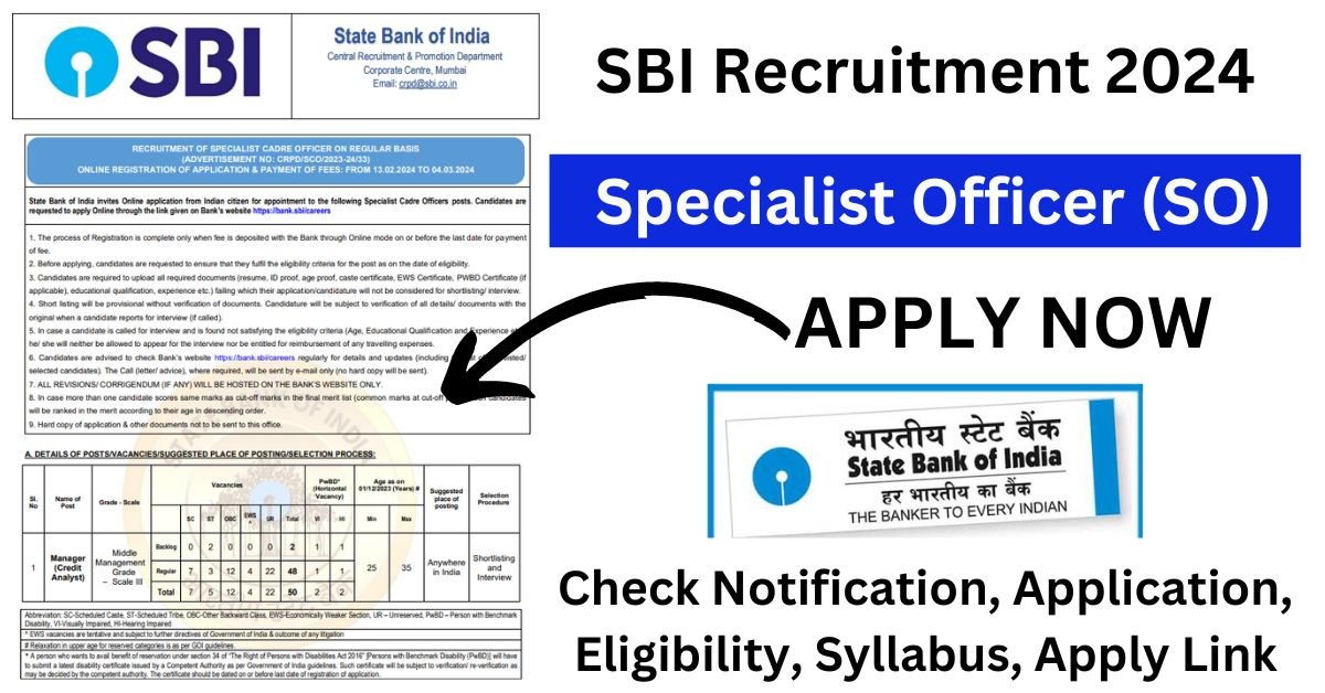 SBI Recruitment 2024 Bumper Vacancy 131 Specialist Officer Posts